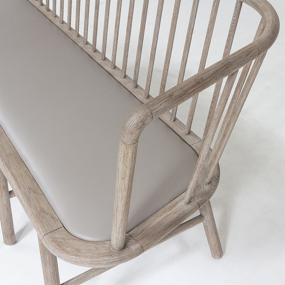 Spindle Long Bench - Grey Leather – Grats Decor Interior Design & Build ...
