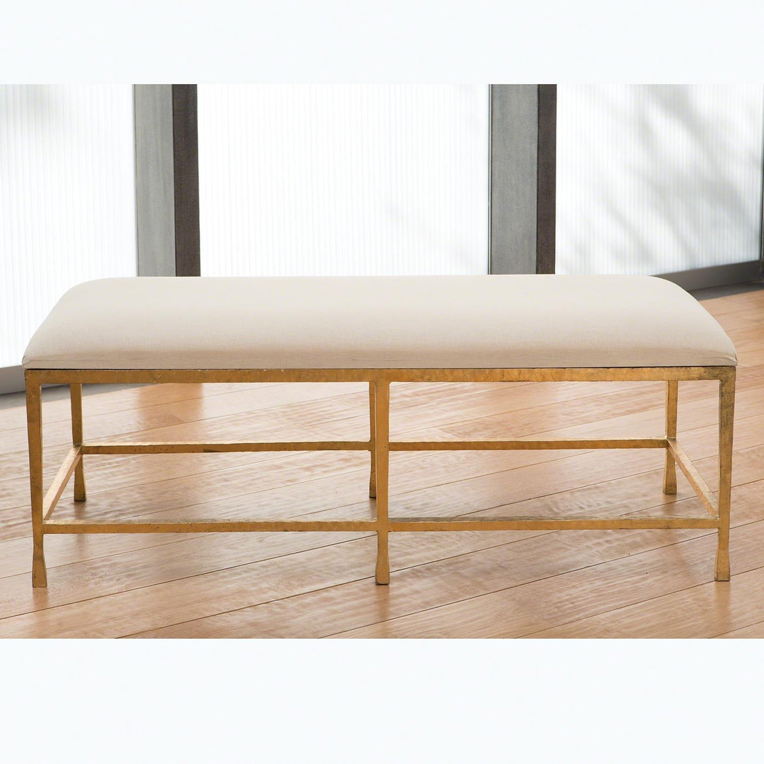 Quad Pod Bench w/Muslin Cushion - Gold Leaf – Grats Decor Interior ...